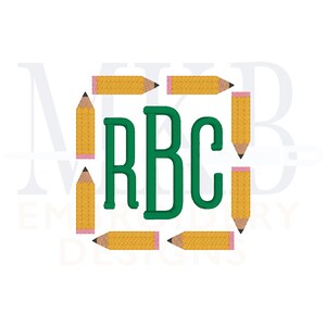 Pencil Frame Sketch Stitch, Square Pencil Monogram Frame, Back to ...
