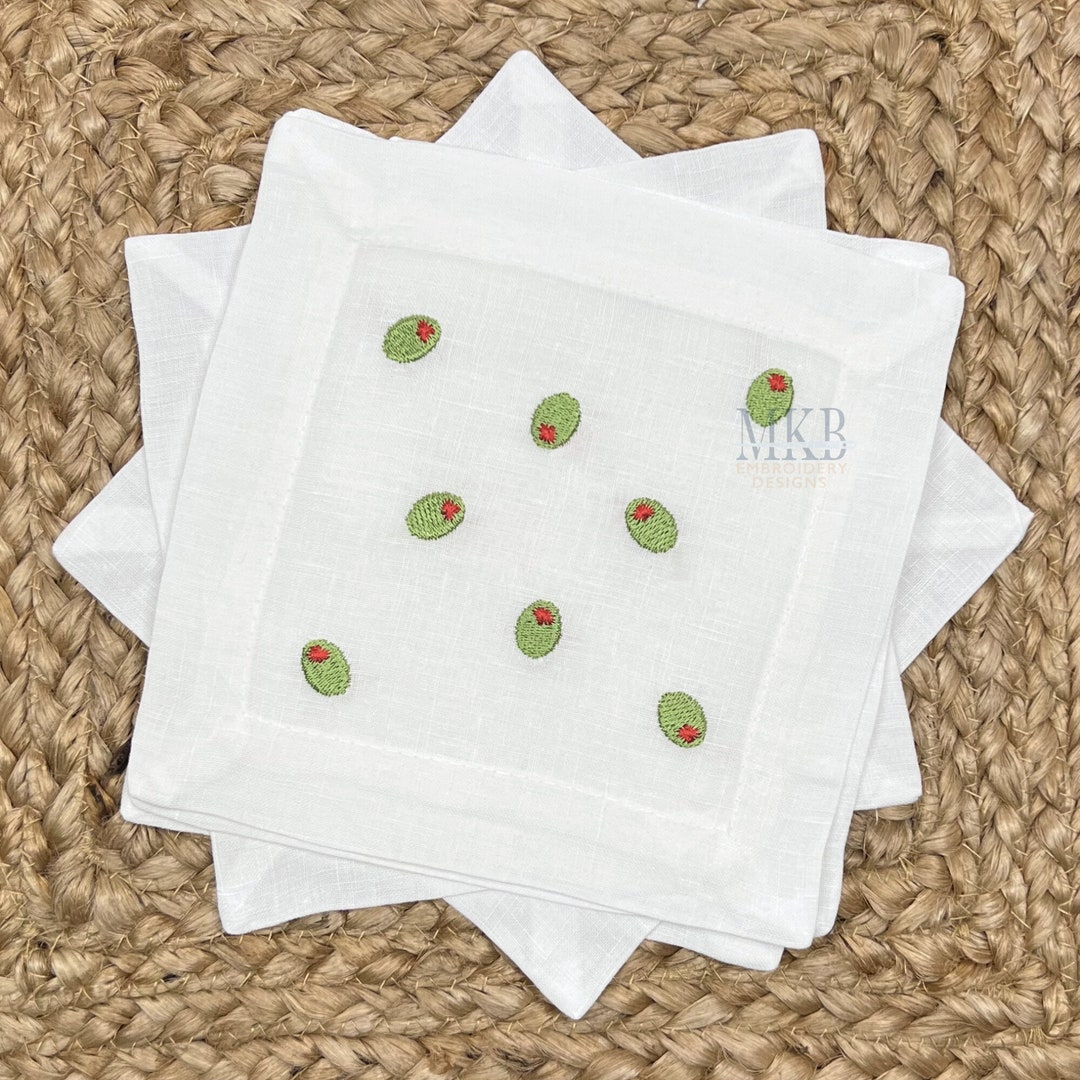 Olives Arranged for Cocktail Napkins, Olive Embroidery Design, Martini ...
