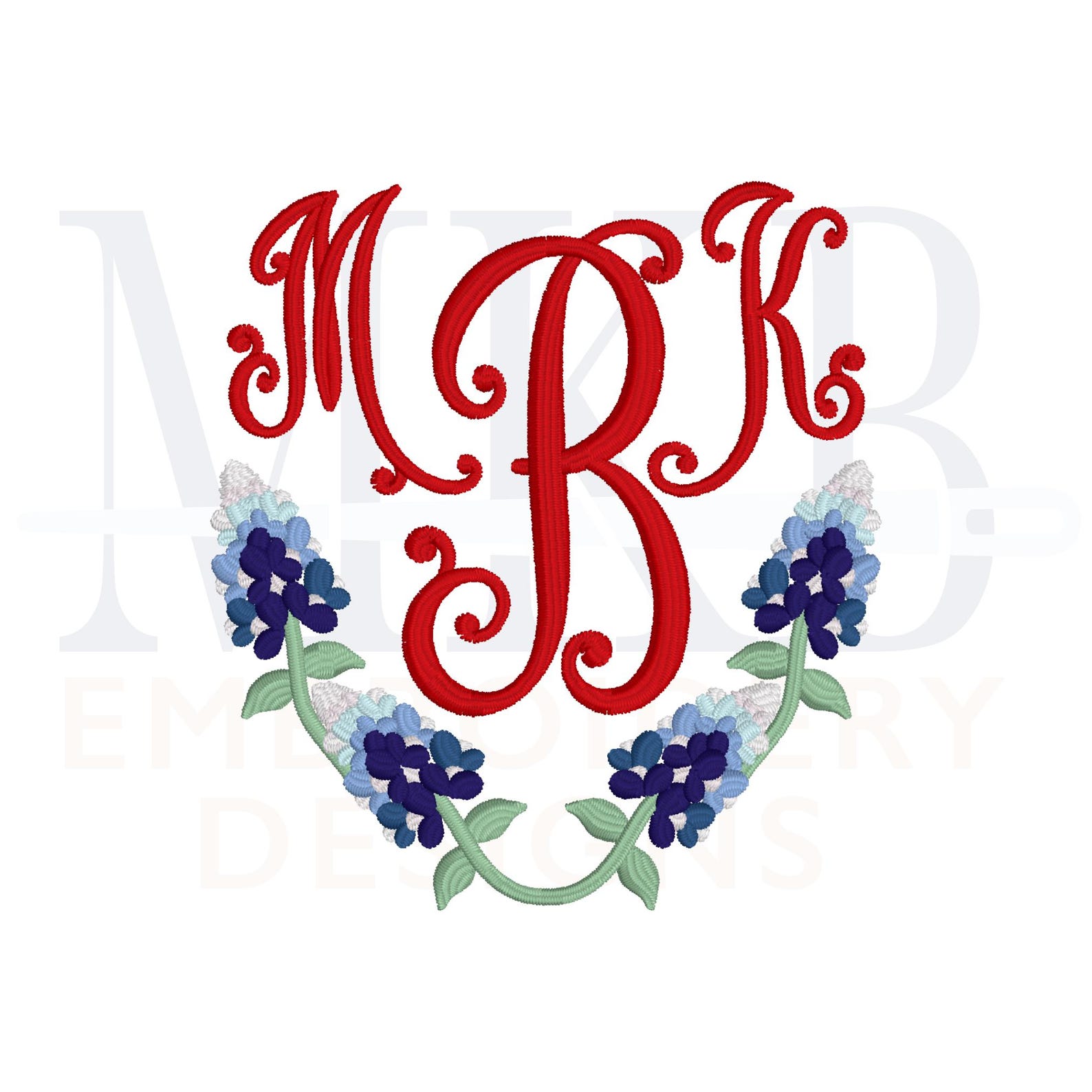 Bluebonnet Laurel, Wildflower Embroidery, Bluebonnet Embroidery Design ...