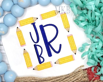 Back to School Monogram Frame Machine Embroidery Design - Etsy