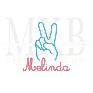 Peace Hand Sign Embroidery Design, Version 1, Mini Satin Stitch Machine ...