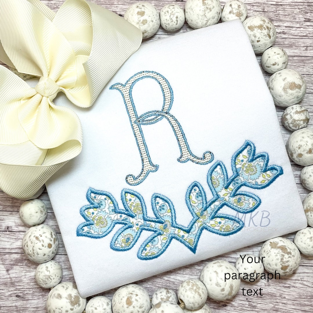 Flower Applique Monogram Frame SMALL, Tulip Bough Applique, Flower ...