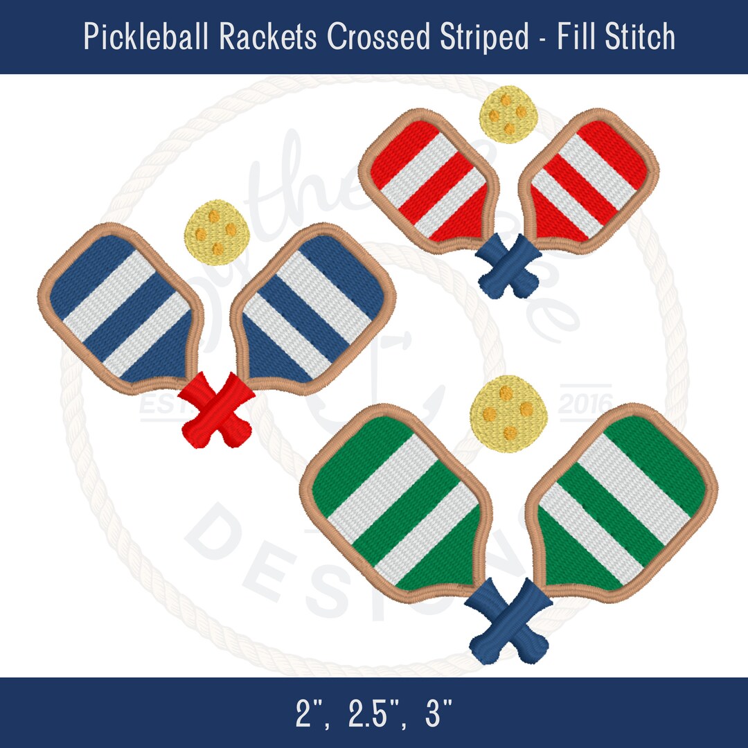 Pickleball Rackets Crossed Stripes Fill Stitch Machine - Etsy