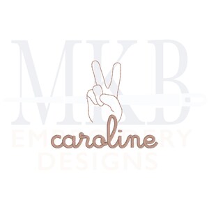 Peace Hand Sign Embroidery Design, Version 1, Mini Bean Stitch, Machine ...