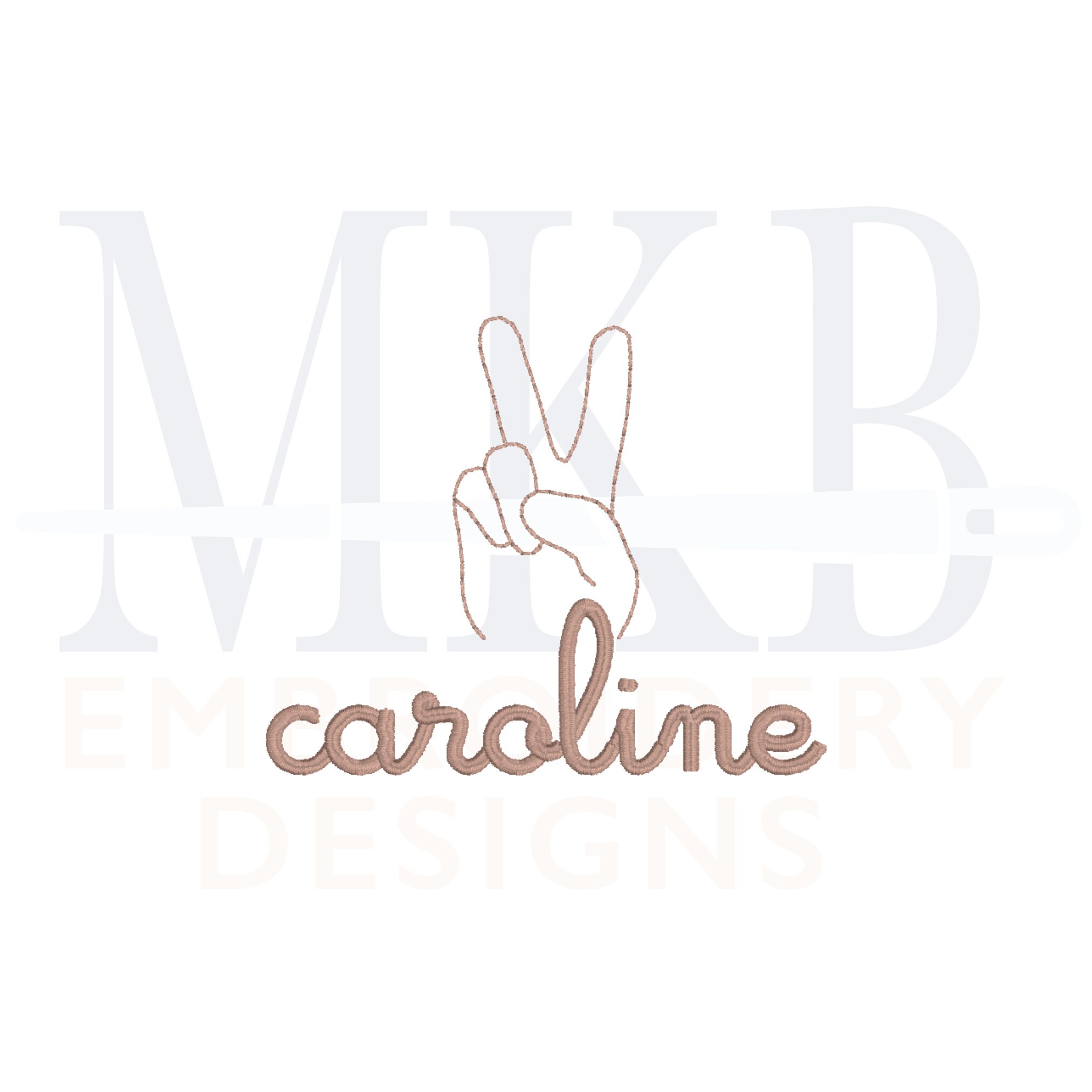Peace Hand Sign Embroidery Design, Version 1, Mini Bean Stitch, Machine ...
