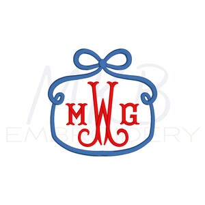 Bow Round Monogram Frame SMALL, Bow Top Monogram Frame, Bow Monogram ...