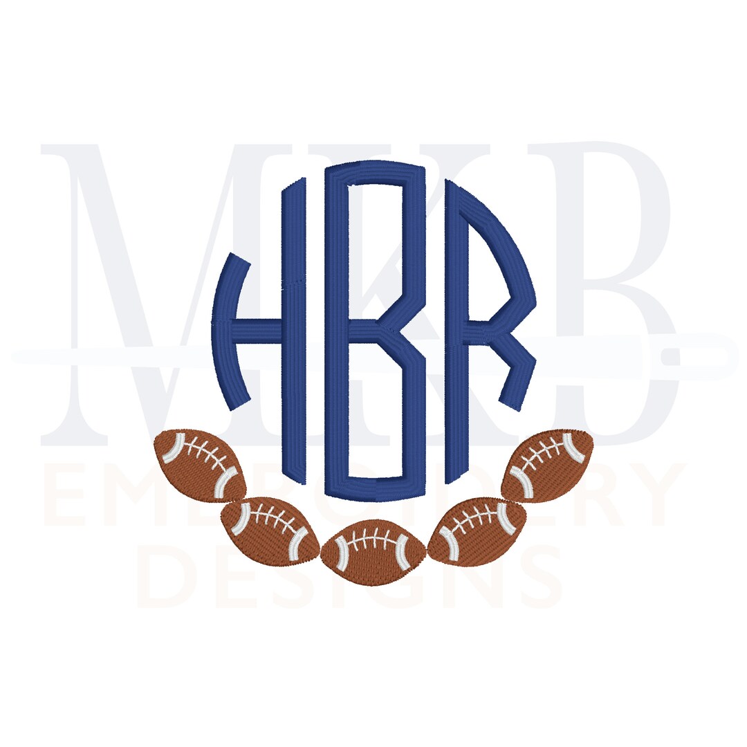 Football Laurel Frame, Football Monogram Frame, Sports Embroidery, Team ...