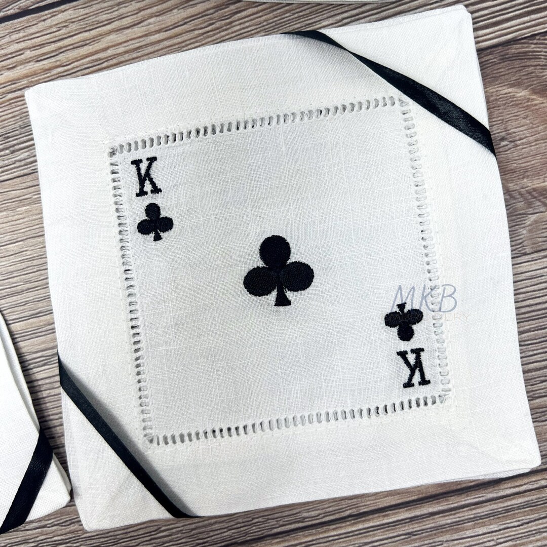 Deck of Cards Arranged for Cocktail Napkins, Playing Cards Embroidery ...