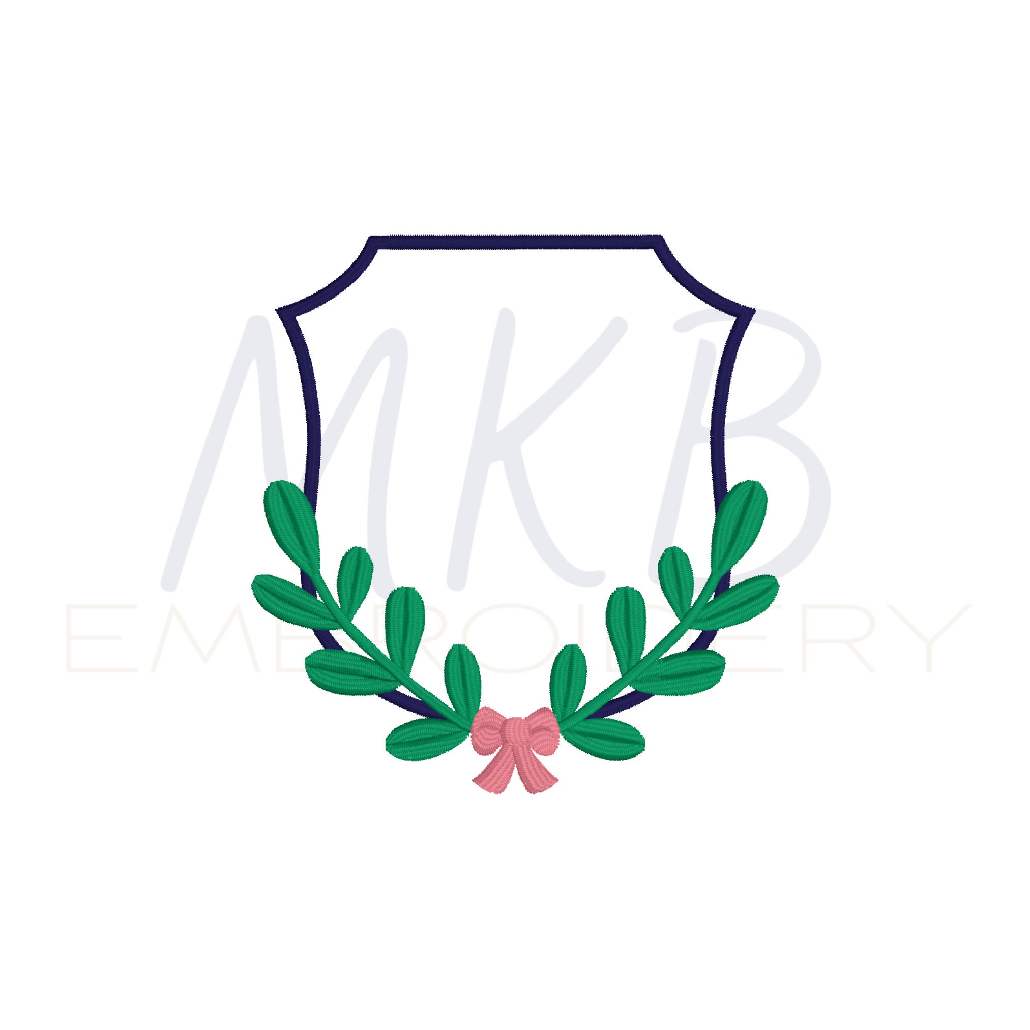 Boxwood Bow Crest, MEDIUM, Leaf Laurel Crest, Greenery Crest Monogram ...