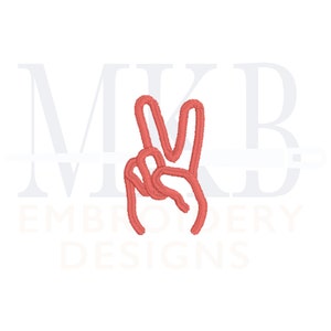 Peace Hand Sign Embroidery Design, Version 1, Mini Satin Stitch Machine ...