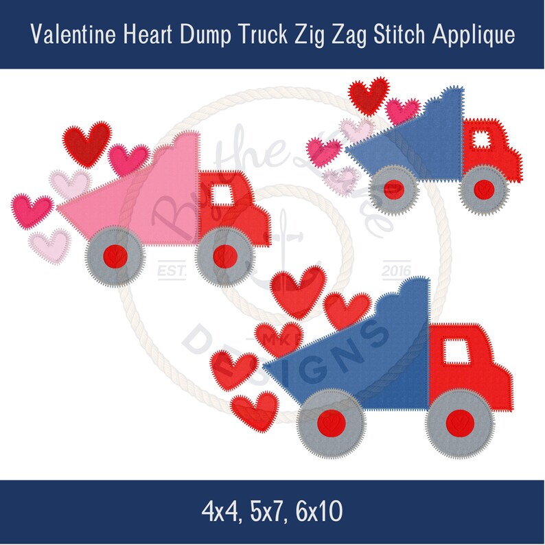 Valentine Dump Truck Zig Zag Stitch Applique Machine - Etsy
