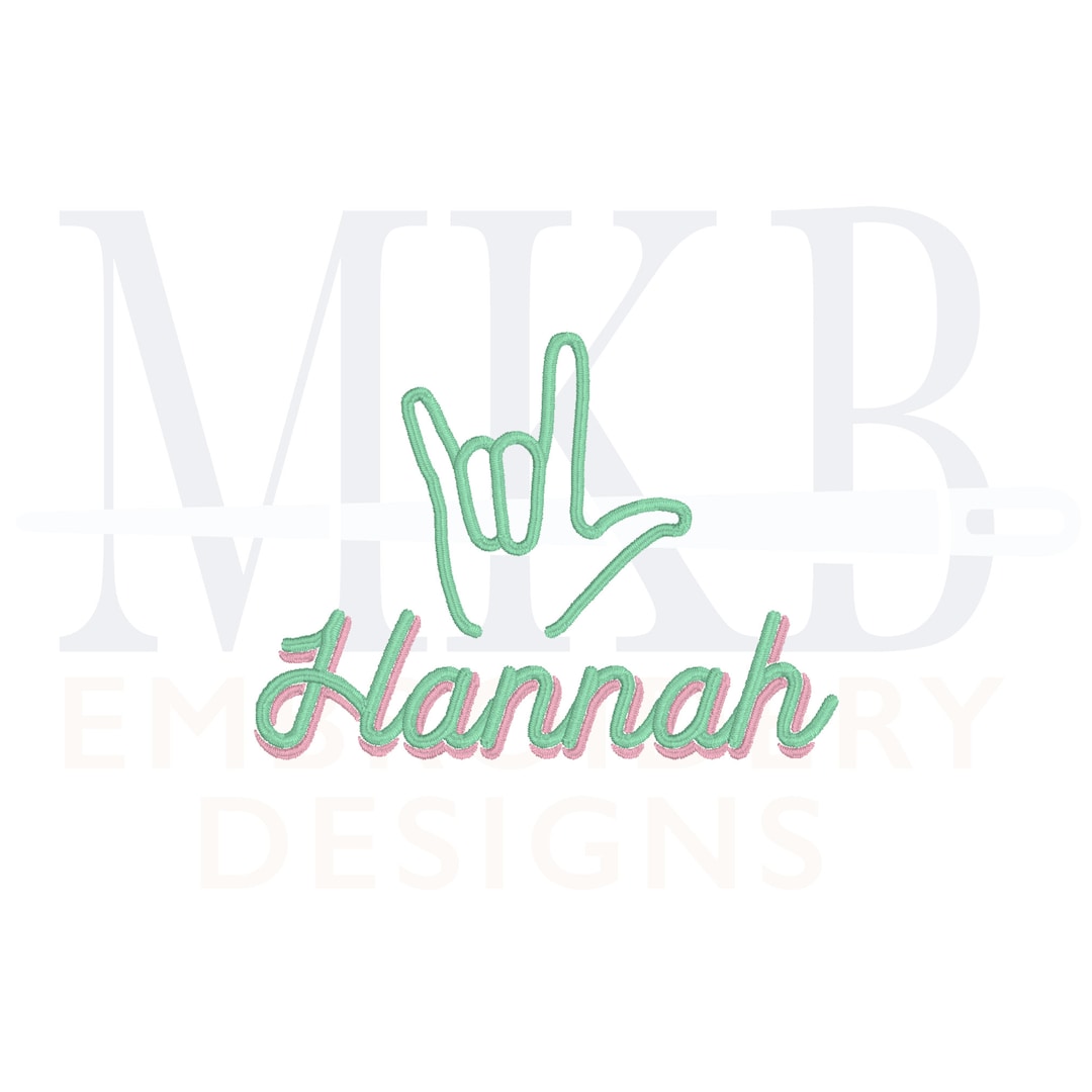 I Love You Hand Sign Embroidery Design, Mini Satin Stitch, Machine ...