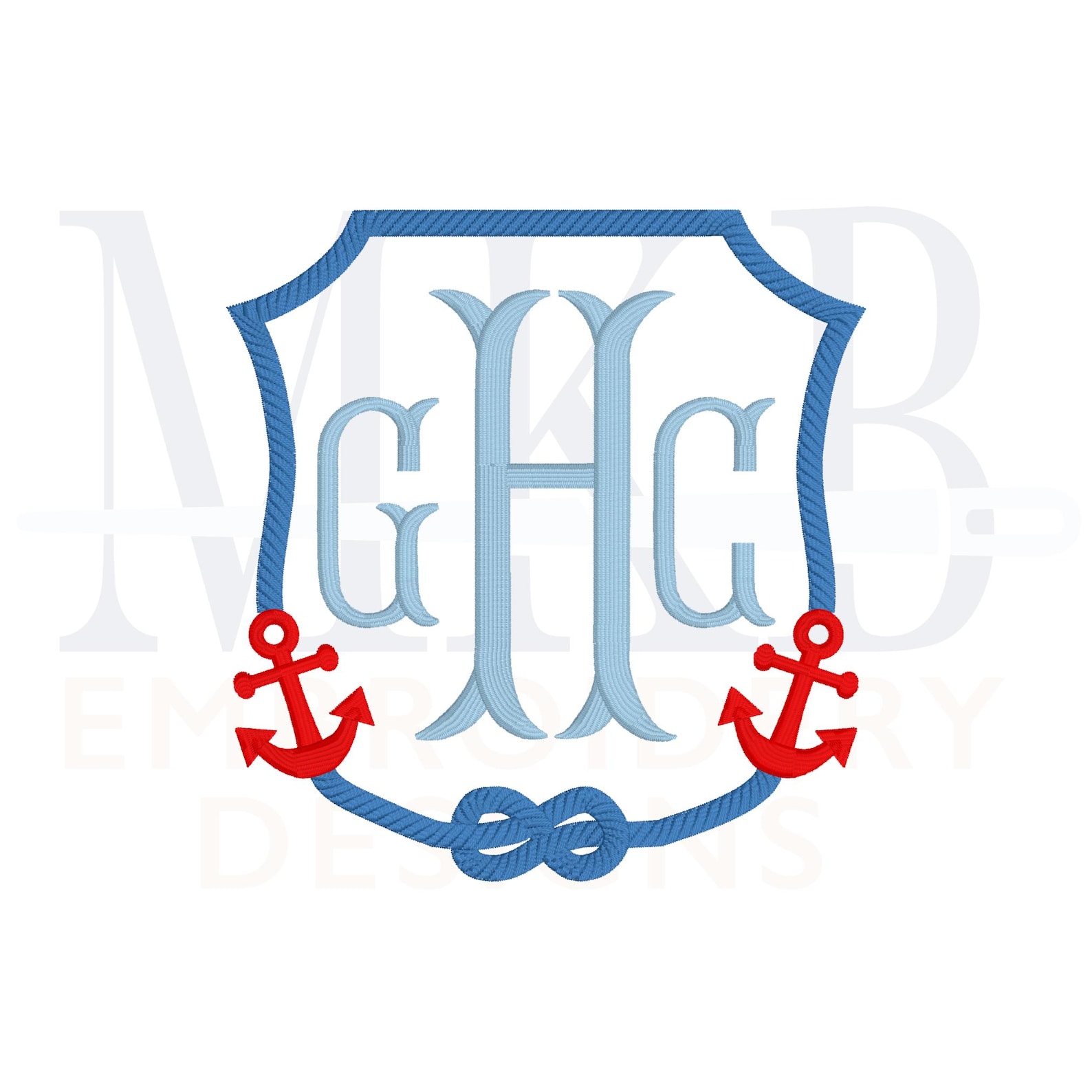 Nautical Knot and Anchors Crest, Sailors Knot, Anchor Embroidery Design ...