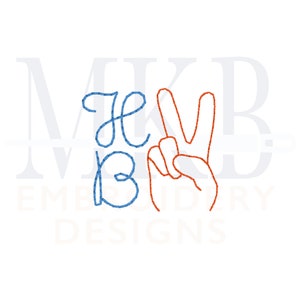 Peace Hand Sign Embroidery Design, Version 1, Mini Bean Stitch, Machine ...