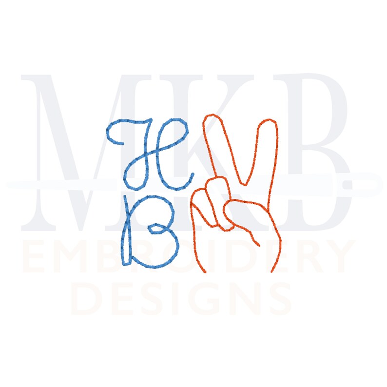 Peace Hand Sign Embroidery Design, Version 1, Mini Bean Stitch, Machine ...