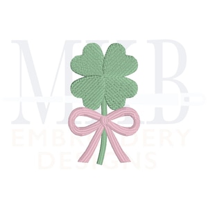 Four Leaf Clover Bow Embroidery Design, Mini Irish Clover, St. Patrick ...