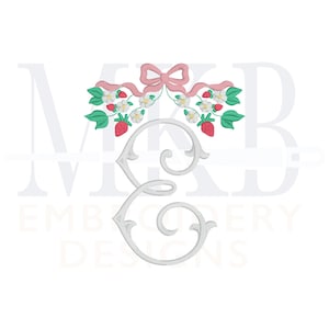 Berry Floral Bow Frame, Strawberry Embroidery Design, Bow Embroidery ...