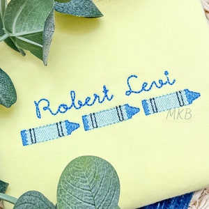 Crayon Trio SMALL, Crayon Embroidery, Back to School Embroidery, First ...