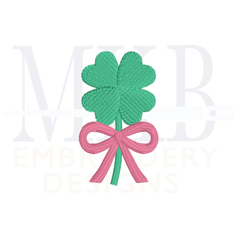 Four Leaf Clover Bow Embroidery Design, Mini Irish Clover, St. Patrick ...