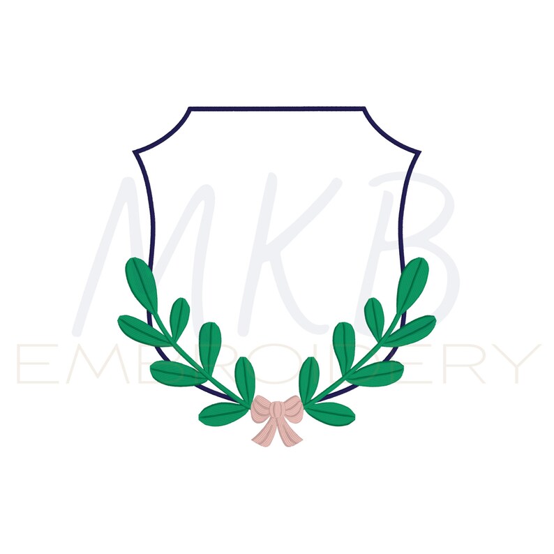 Boxwood Bow Crest, LARGE, Leaf Laurel Crest, Greenery Crest Monogram ...