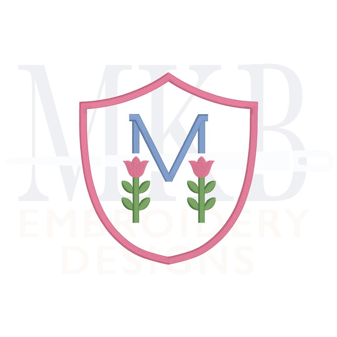Crest Embroidery Design, Simple Monogram Frame, Shield Border, Satin ...