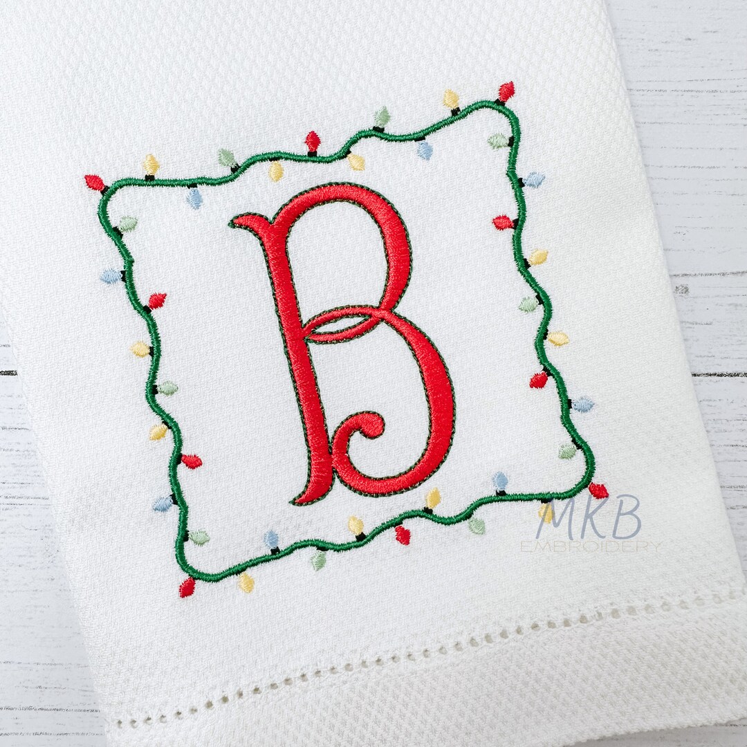 Christmas Lights Embroidery Design, Christmas Monogram Frame, Strand of ...