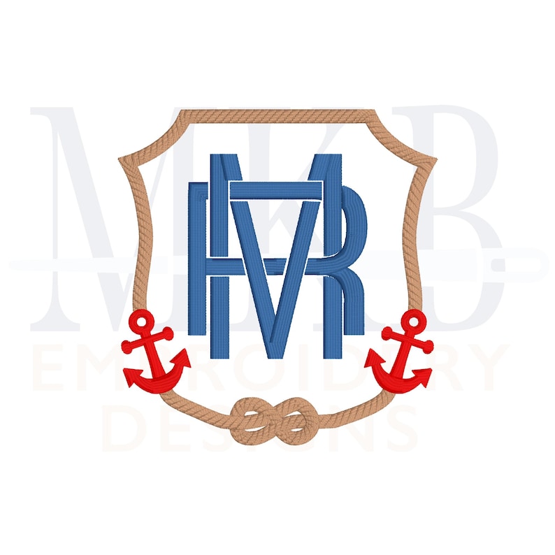 Nautical Knot and Anchors Crest, Sailors Knot, Anchor Embroidery Design ...