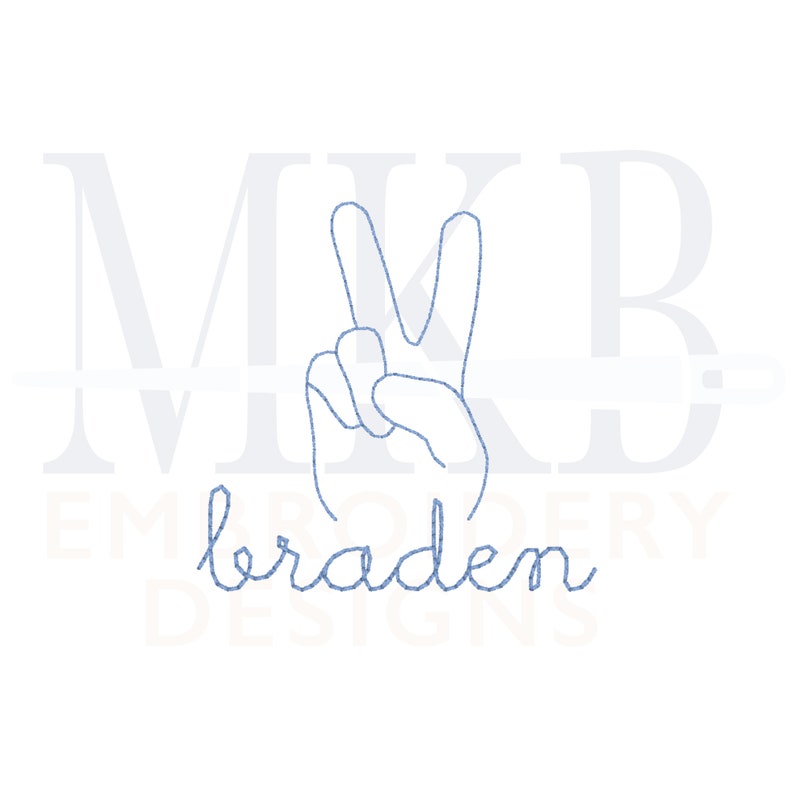 Peace Hand Sign Embroidery Design, Version 1, Mini Bean Stitch, Machine ...