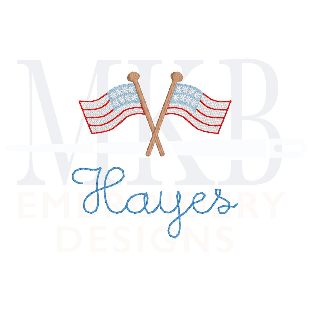 American Flag Embroidery Design, Mini Version 2 Light Fill Crossed ...