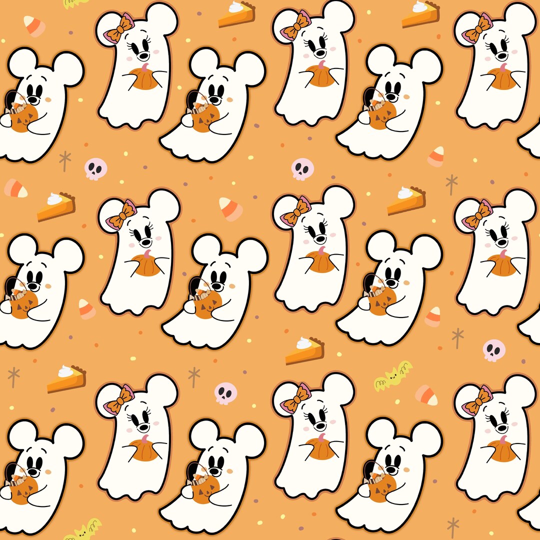 Mickey and Minnie Mouse Ghost 2025 Seamless Pattern Digital Download - Etsy