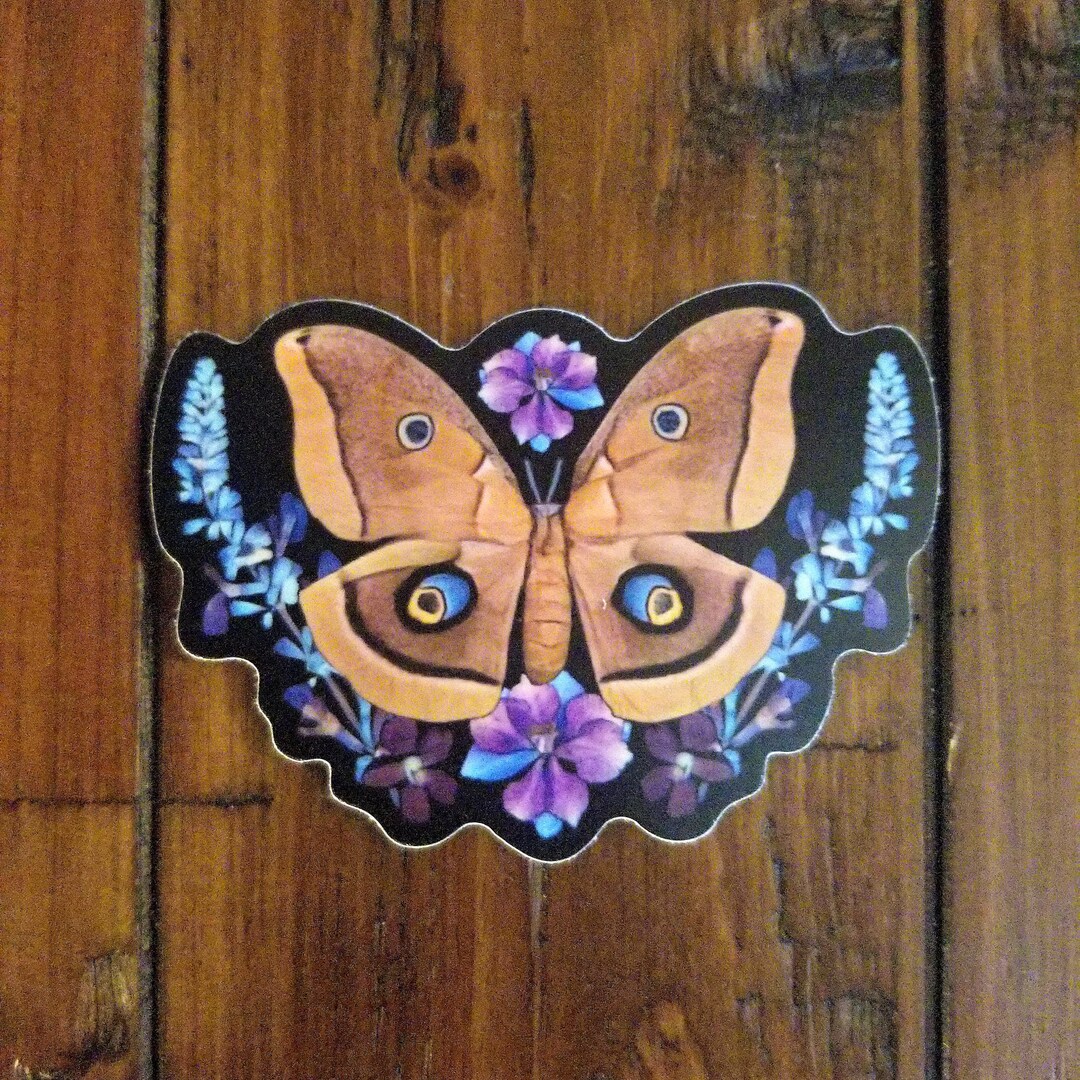 Moth Sticker/western Polyphemus Moth/ Vinyl Sticker - Etsy