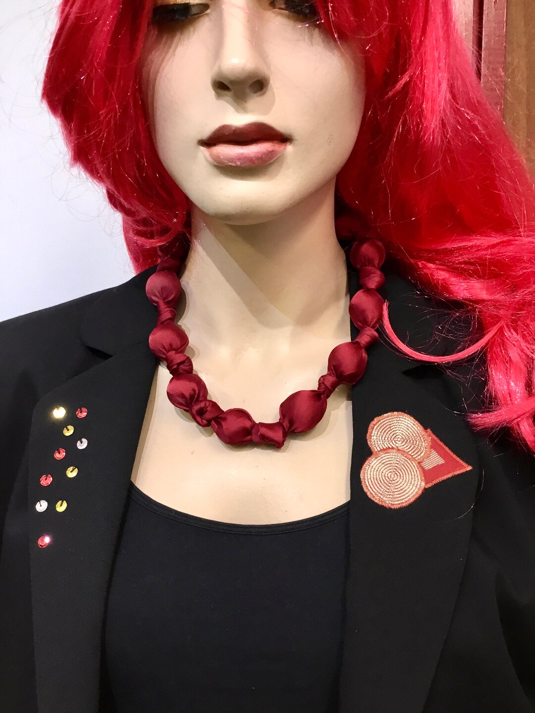 Tie Necklace Repurposed Tie Ruby Red Necklace Pink - Etsy UK