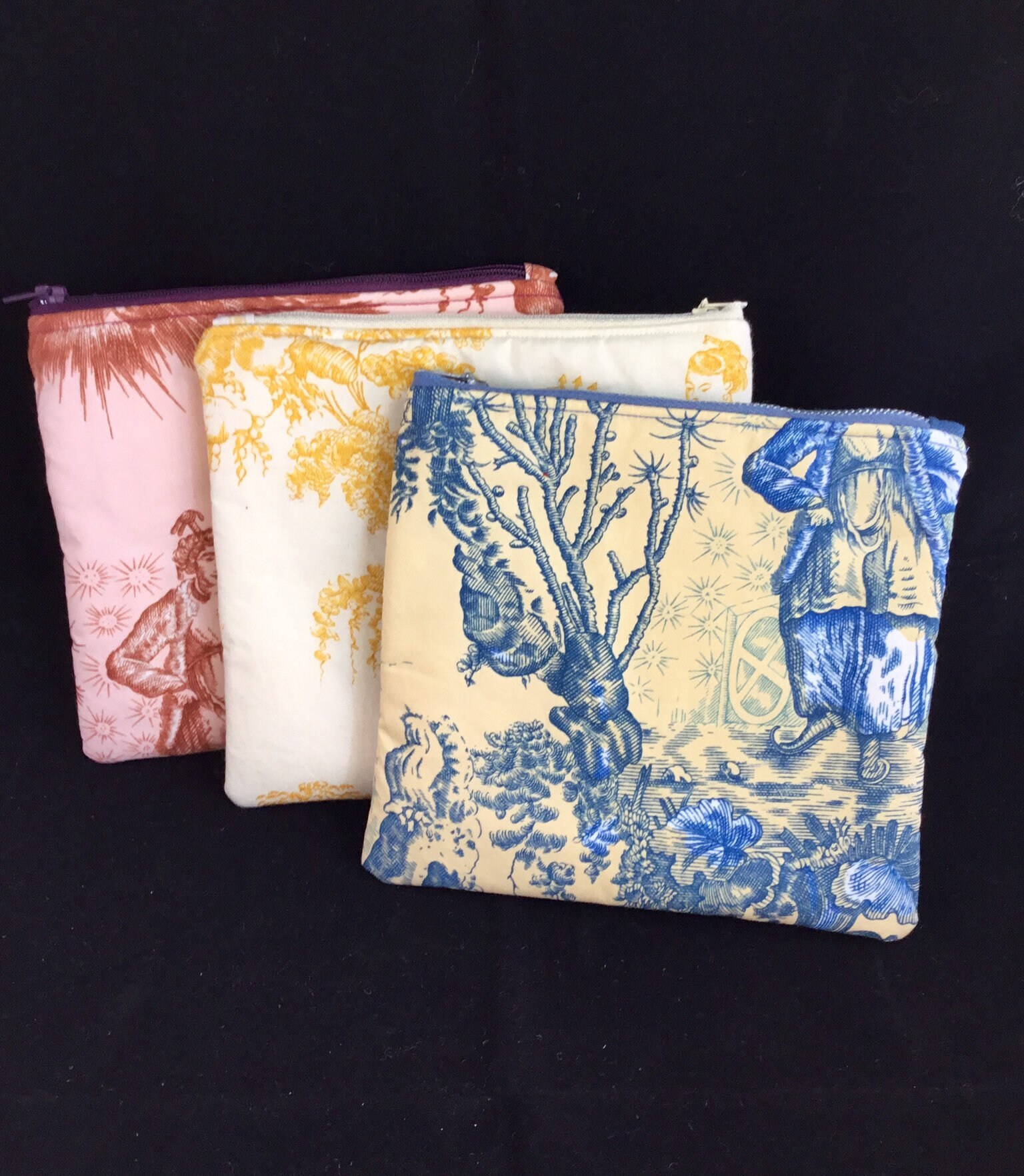 Quilted Zipped Purse Blue and Cream Small Toile De Jouy - Etsy