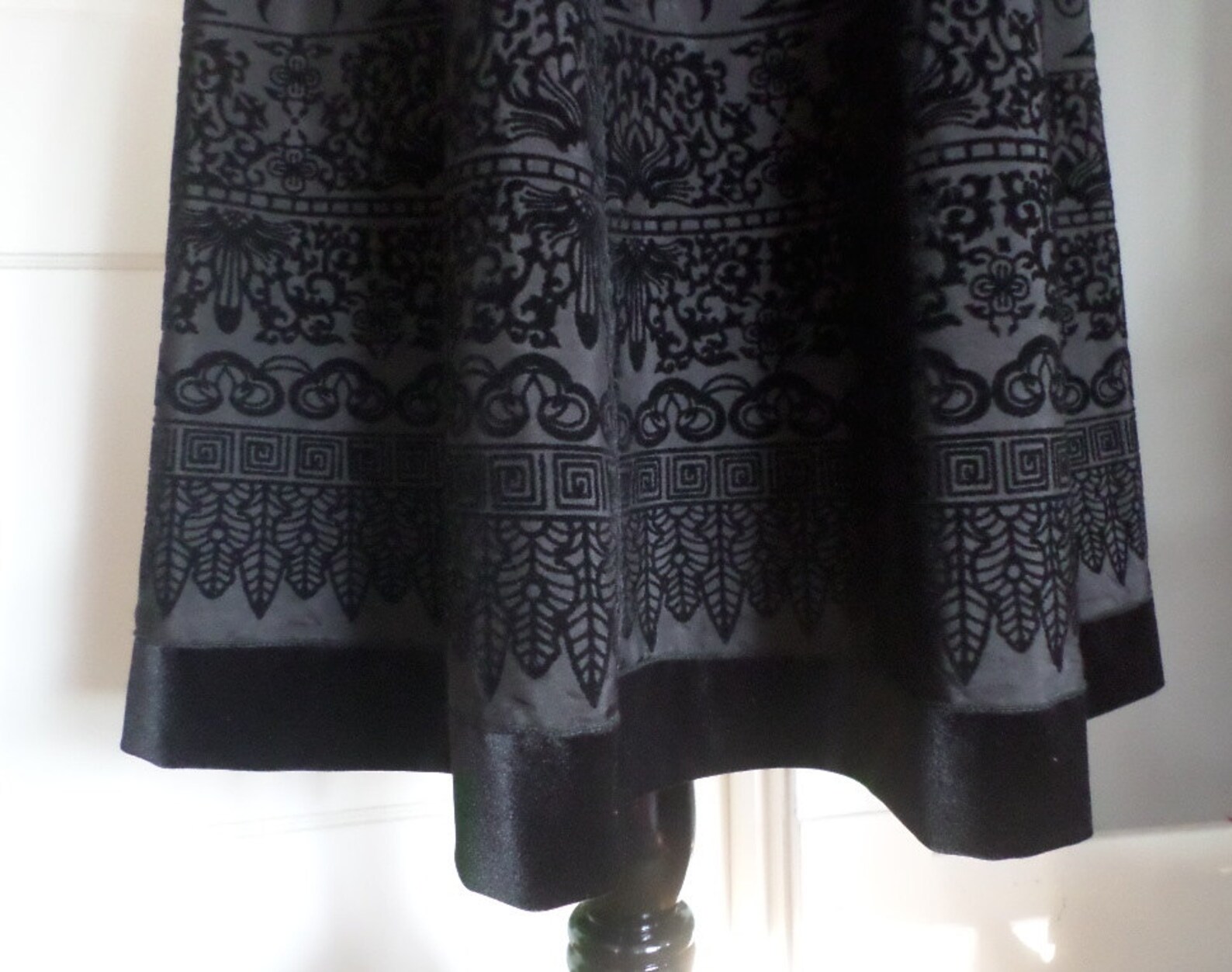 Full Black Velvet Flocked SKIRT, Floral, Geometric Patterns, Small - Etsy
