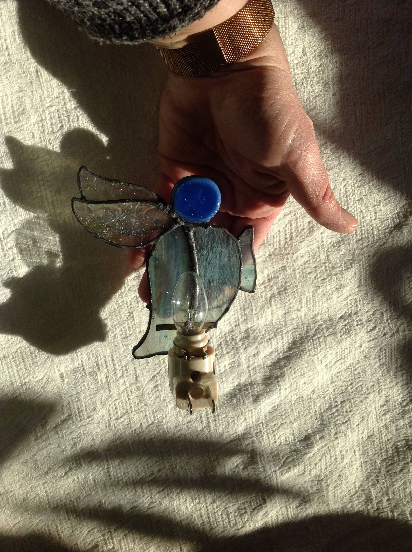 6" Stained Glass Blue Guardian Angel Night Light - Etsy