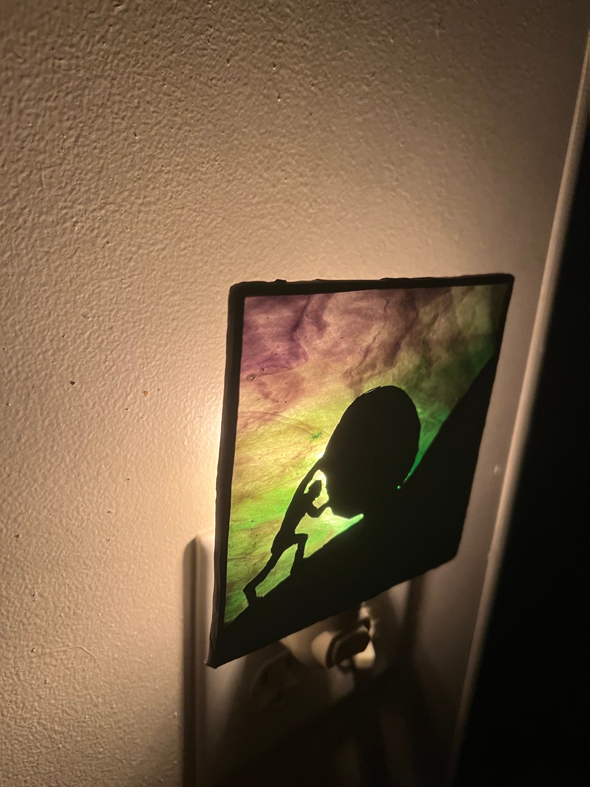 Sisyphus Greek Mythology Streaked Purple Green Stained-glass Night ...