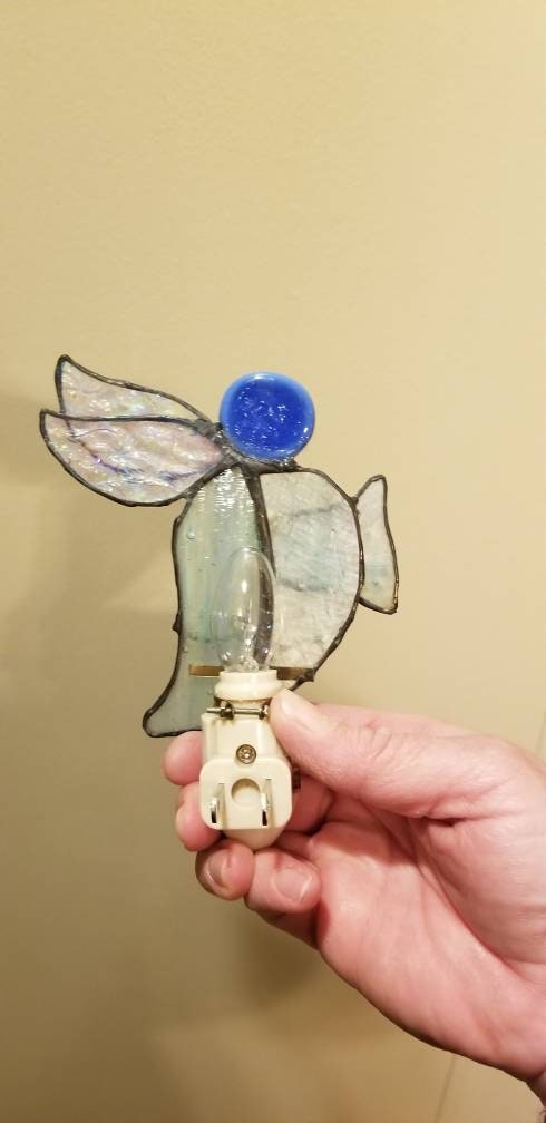 6" Stained Glass Blue Guardian Angel Night Light - Etsy