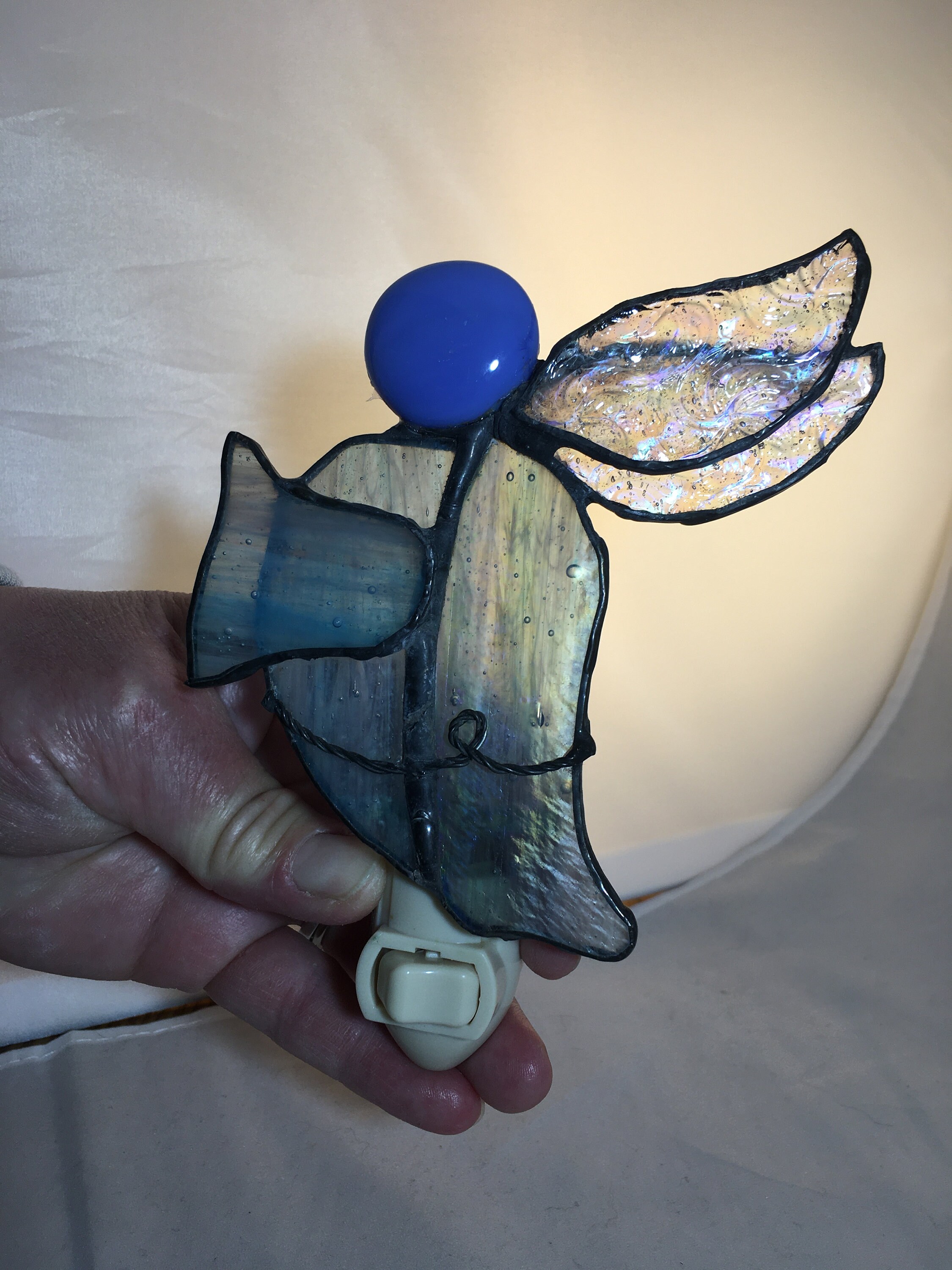 6" Stained Glass Blue Guardian Angel Night Light - Etsy