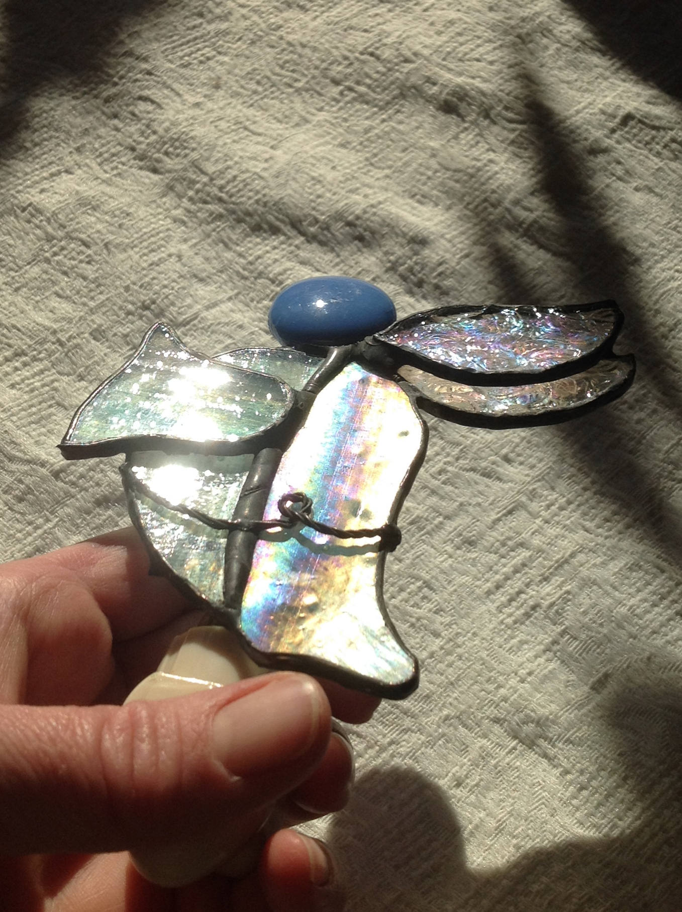 6" Stained Glass Blue Guardian Angel Night Light - Etsy