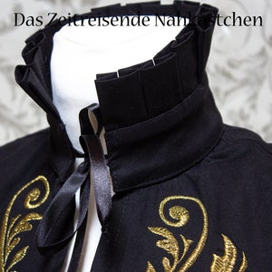 Elizabethan Partlet, Black With Metal Thread Embroidery, Renaissance ...