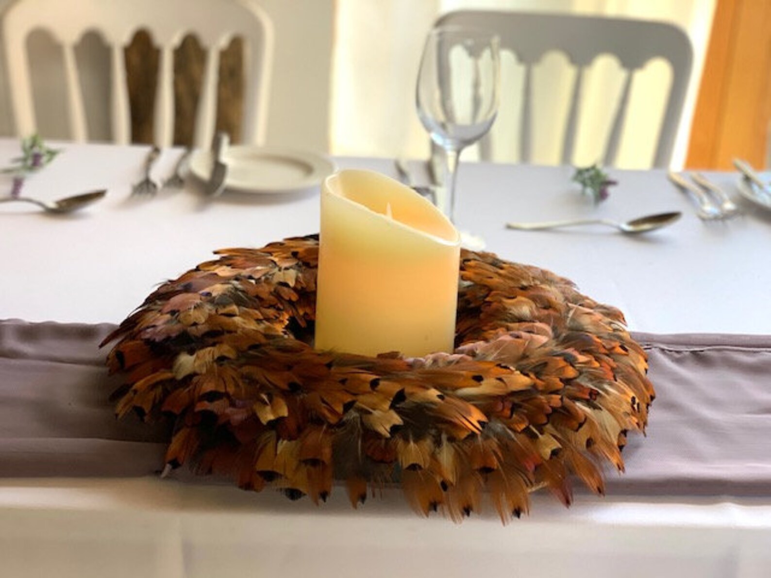 PLUCKING FABULOUS - Pheasant Feather Wreath - Orange - Decorative ...