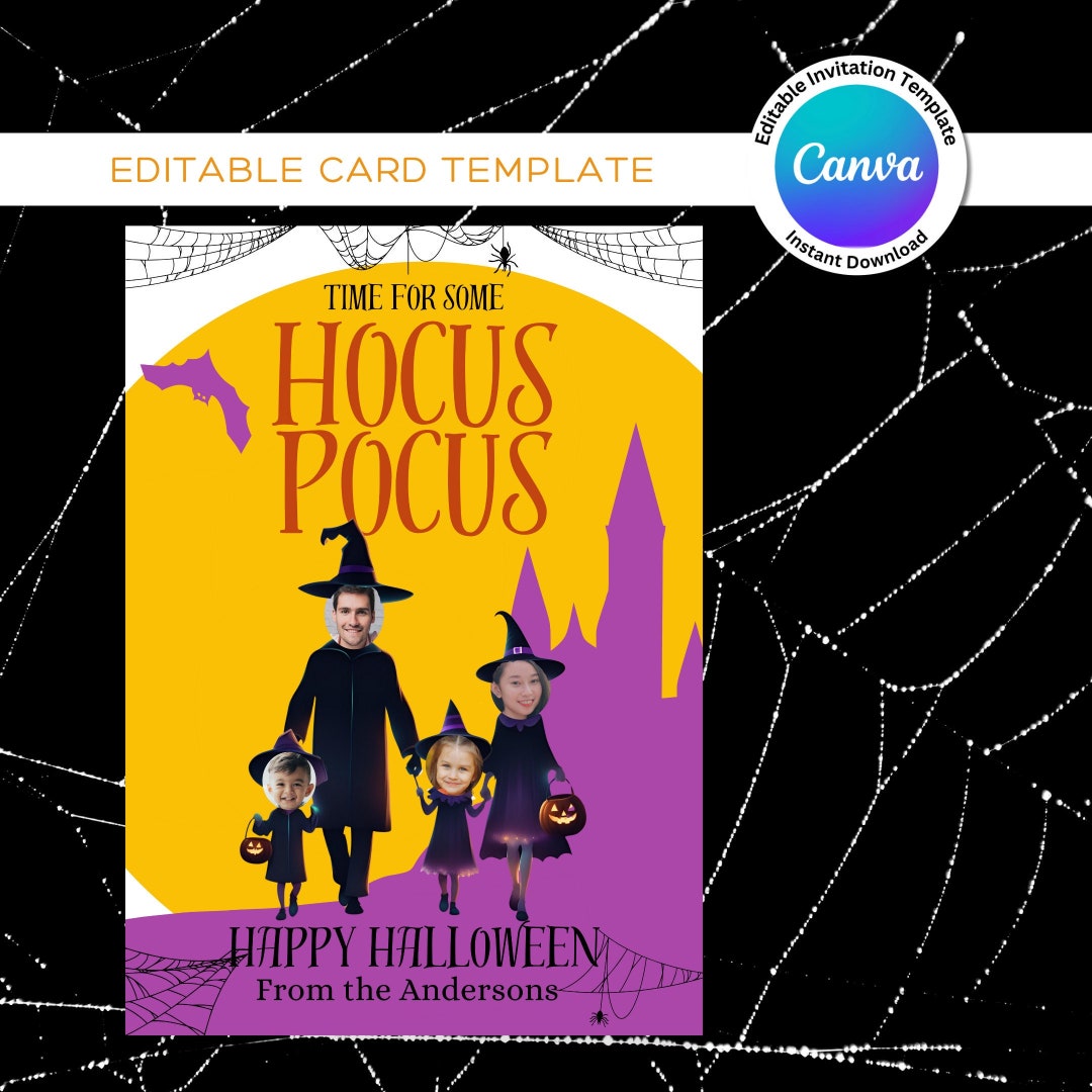 It's Time for Some Hocus Pocus Halloween Photo Card Template, Family ...