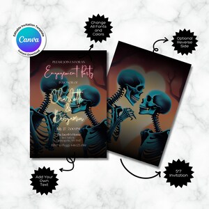 Gothic Engagement Party Invitation Template in Canva, Skeleton ...