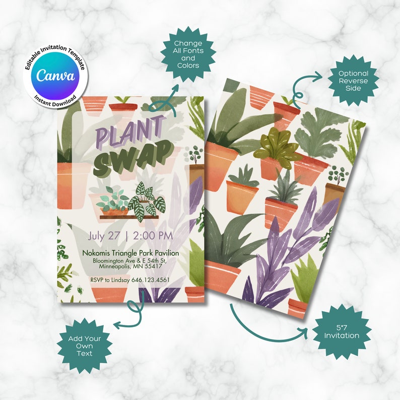 Editable Plant Swap Party Invitation, Plant Swap Flyer, Canva Template ...
