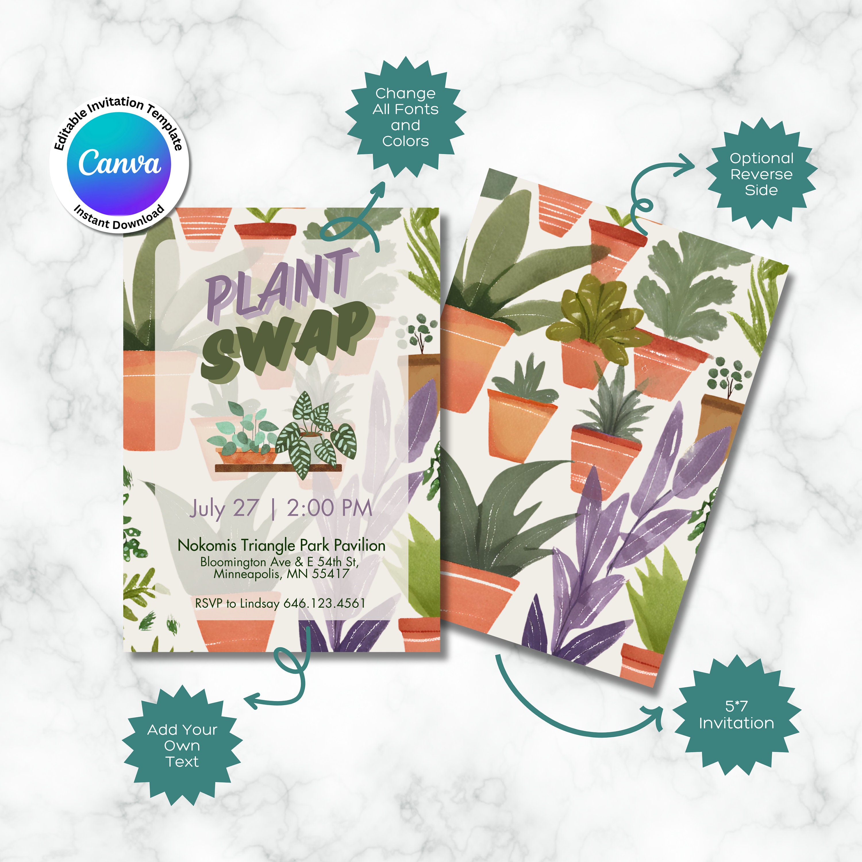 Editable Plant Swap Party Invitation, Plant Swap Flyer, Canva Template ...