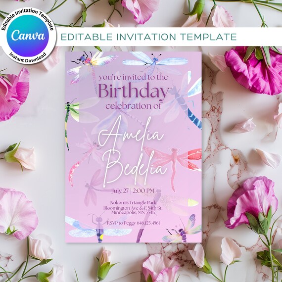 Dragonfly Birthday Invitations Cartoon Dragonfly Birthday Party Stock