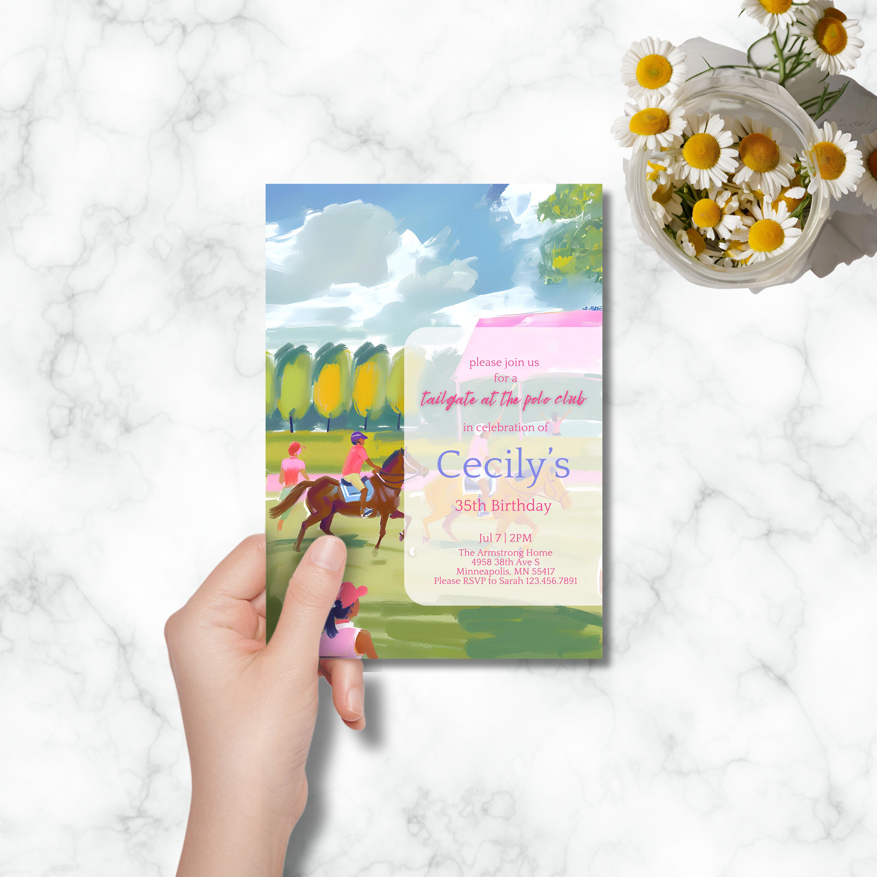 Polo Country Club Party Invitation Template, Editable Digital Template ...