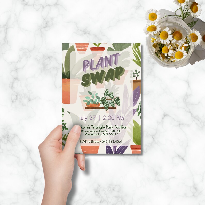 Editable Plant Swap Party Invitation, Plant Swap Flyer, Canva Template ...