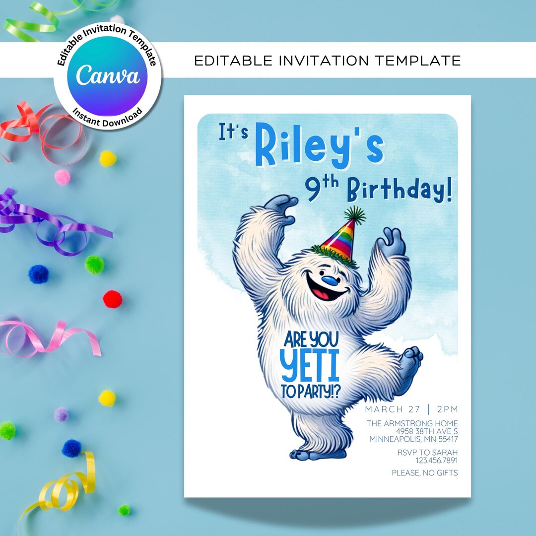 Are You YETI to Party Birthday Party Invitation, Digital Invitation ...