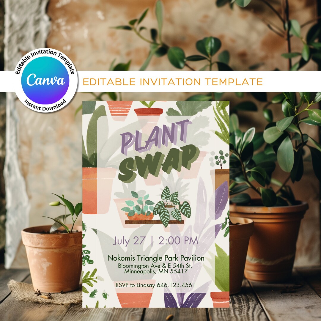 Editable Plant Swap Party Invitation, Plant Swap Flyer, Canva Template ...